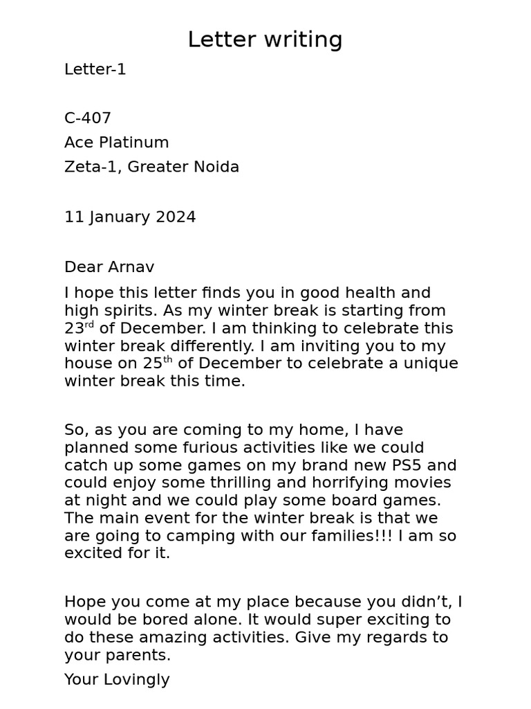 Informal Letter Writing Examples | PDF