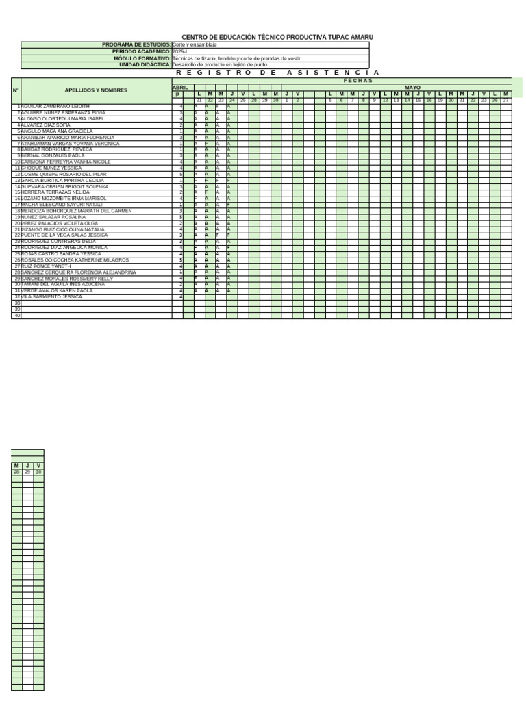 Registro de Asistencia Cetpro | PDF