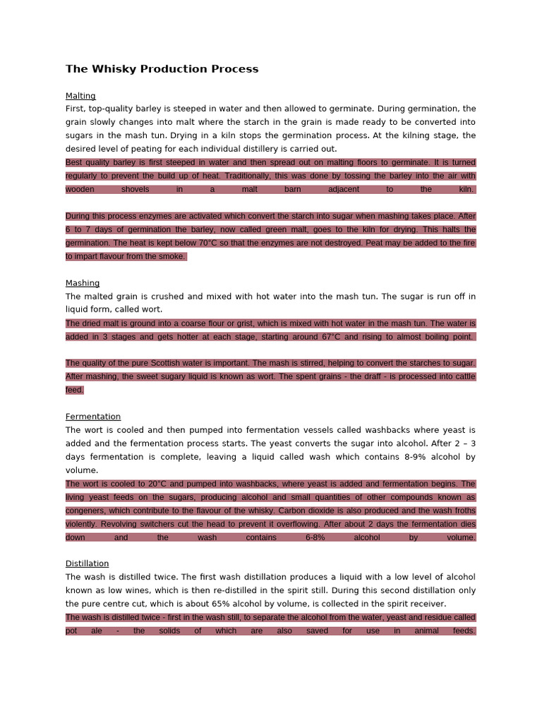Scotch Whisky Production Steps | PDF | Whisky | Scotch Whisky