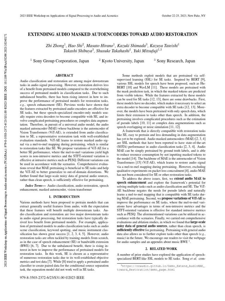 Extending_Audio_Masked_Autoencoders_toward_Audio_Restoration | PDF | Data Compression | Applied ...