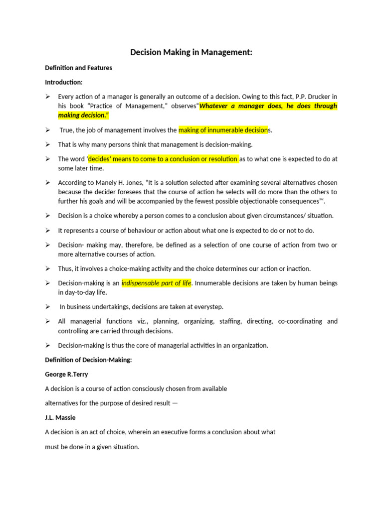 Decision Making Process Notes001 | PDF | Decision Making | Bias