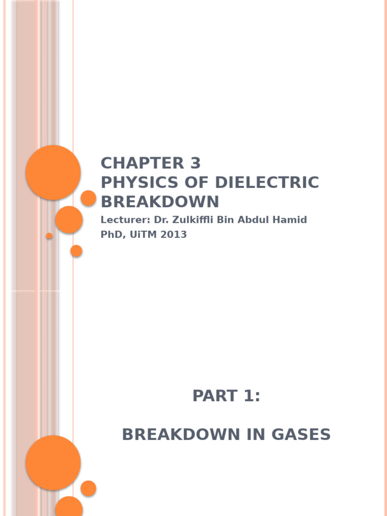 Chapter 3 - Physics of Dielectric Breakdown - Part 1 Gas Breakdown | PDF | Electrical Breakdown ...