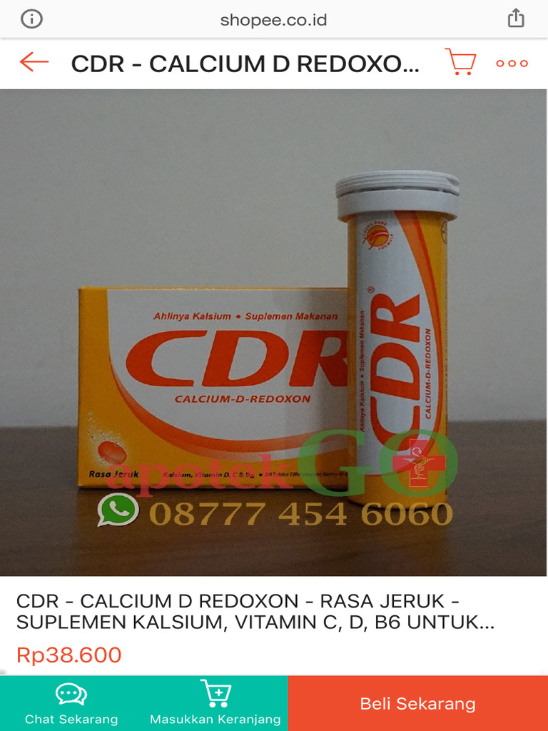 CDR - CALCIUM D REDOXON - RASA JERUK - SUPLEMEN KALSIUM, VITAMIN C, D ...
