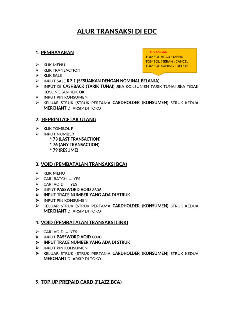 Alur Transaksi Di Edc | PDF