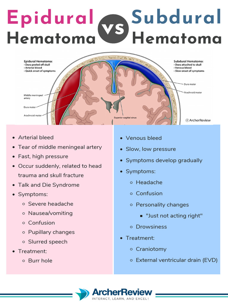 Epidural Vs Subdural Cheat Sheet892024 | PDF