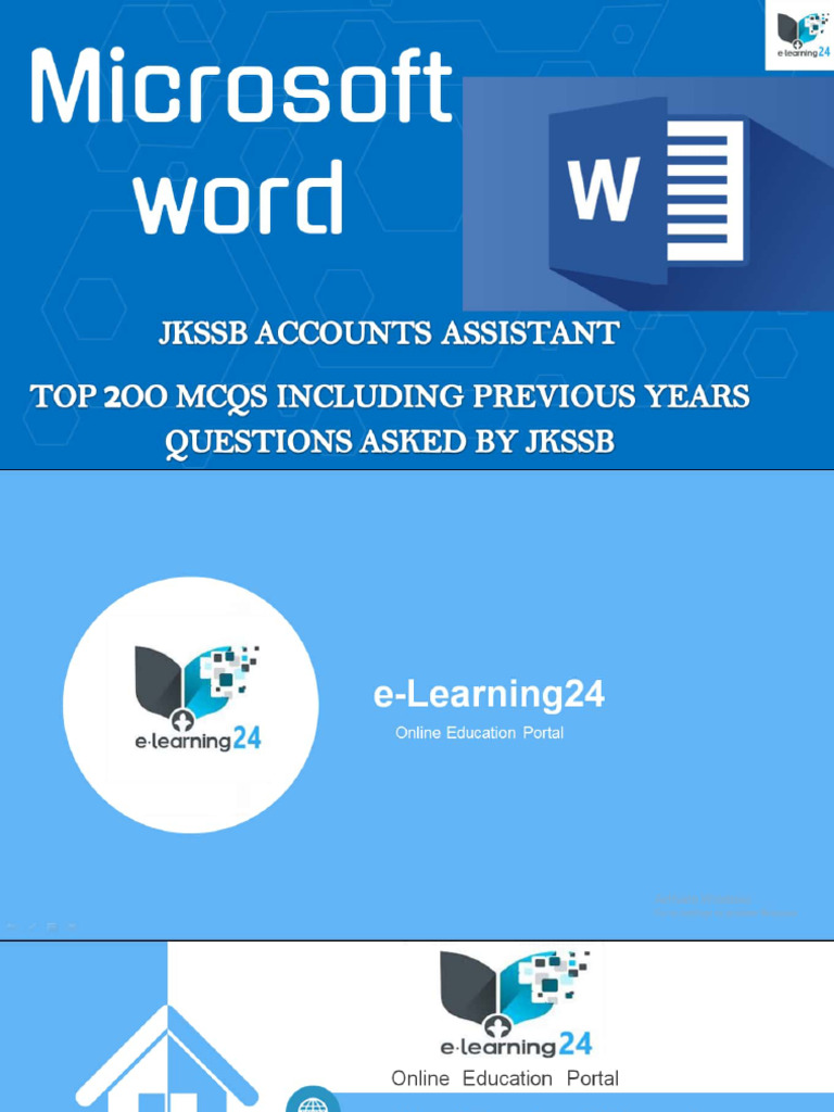 MS - WORD - PYQs, MCQs | PDF