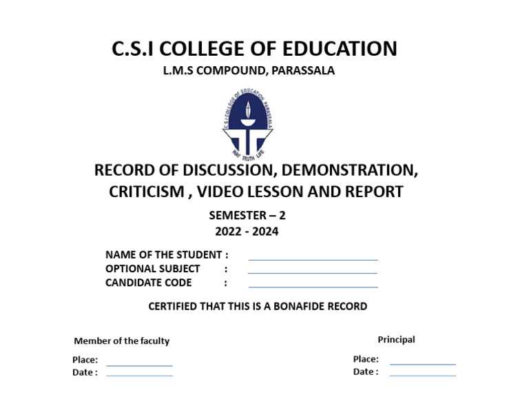 Lesson Plan Front Page | PDF