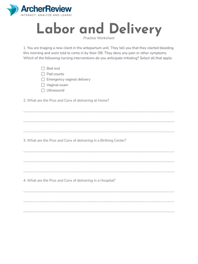 Labor and Delivery Nursing Interventions Guide | PDF | Childbirth ...