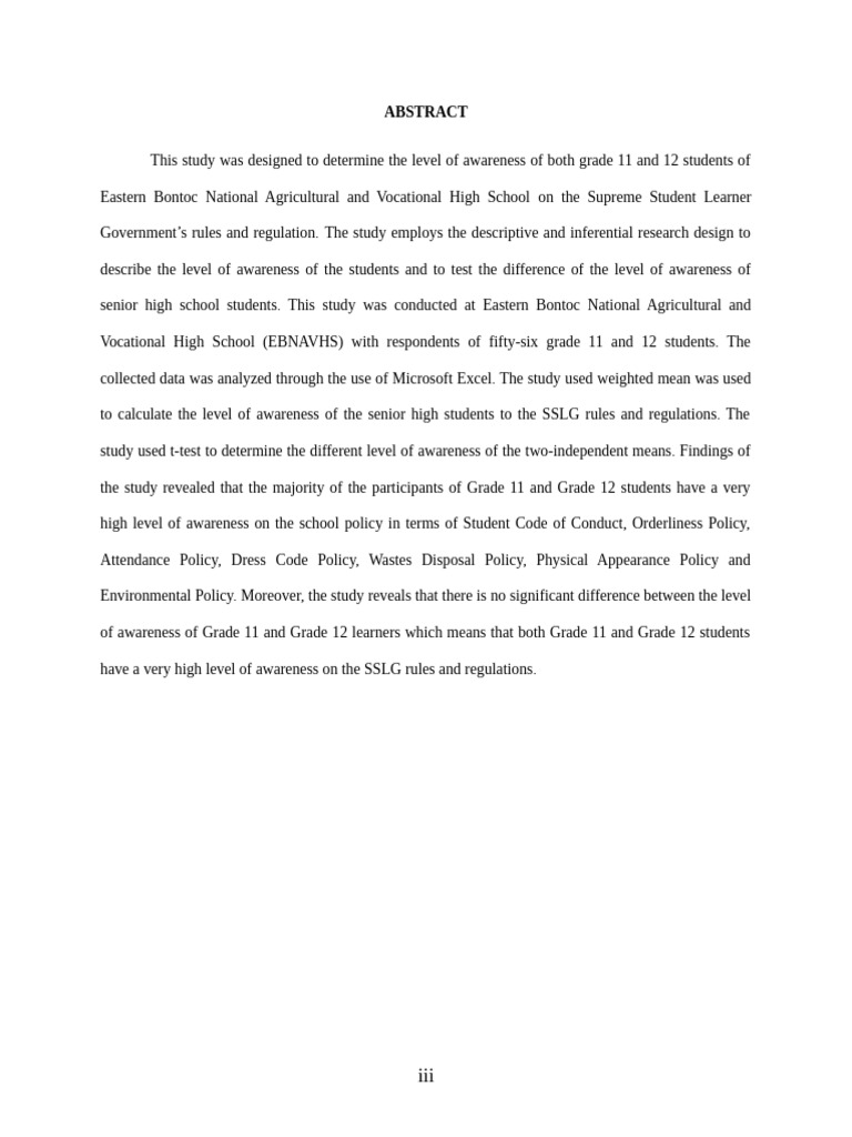 Student Awareness of SSLG Rules | PDF