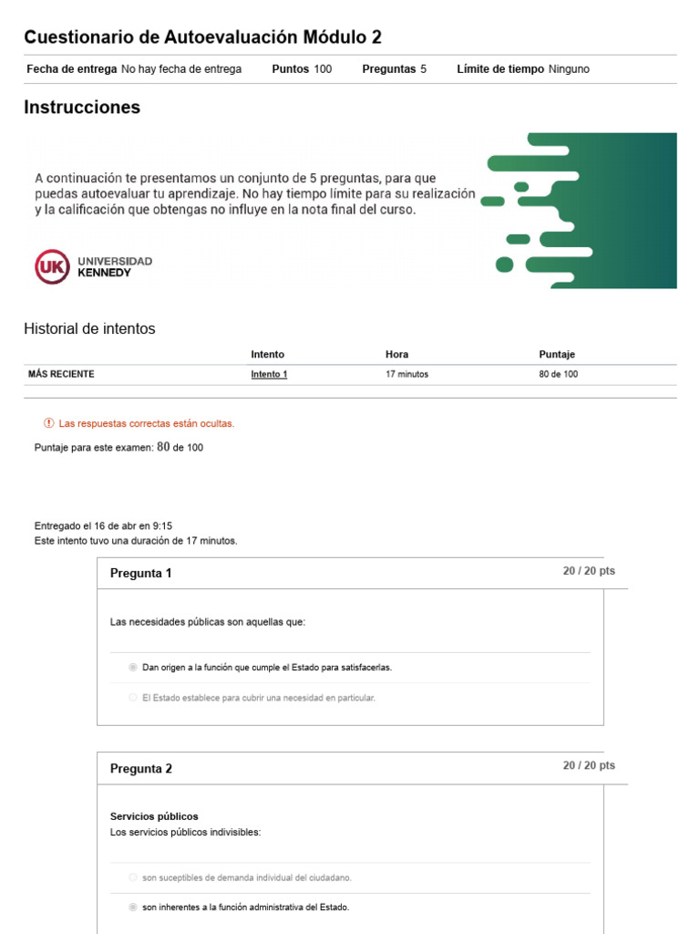 Cuestionario de Autoevaluación Módulo 2 - ADMINISTRACION PUBLICA | PDF | Gobierno