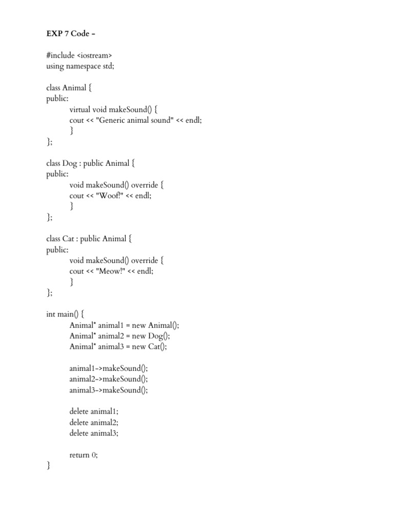 OOP Exp 7 Code | PDF