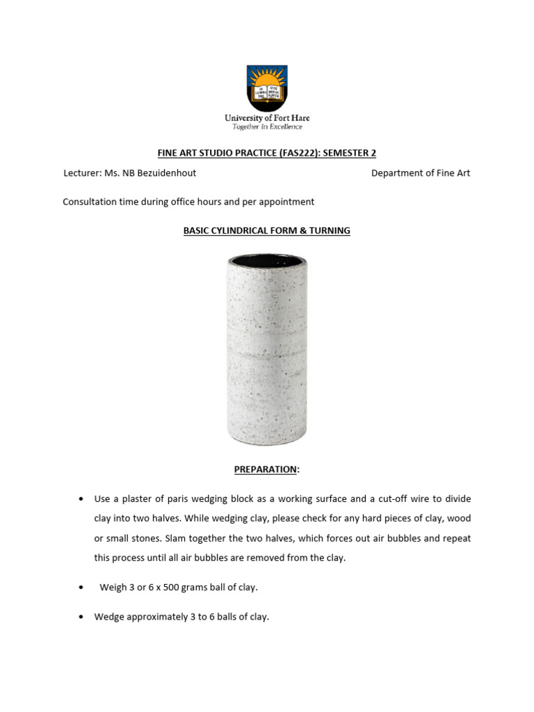 Fine Art Studio: Cylindrical Forms & Vessels | PDF | Crafts ...