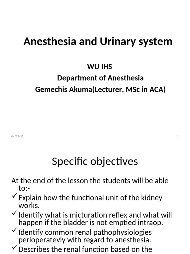 Anesthesia and Genitourinary | PDF | Kidney | Urination