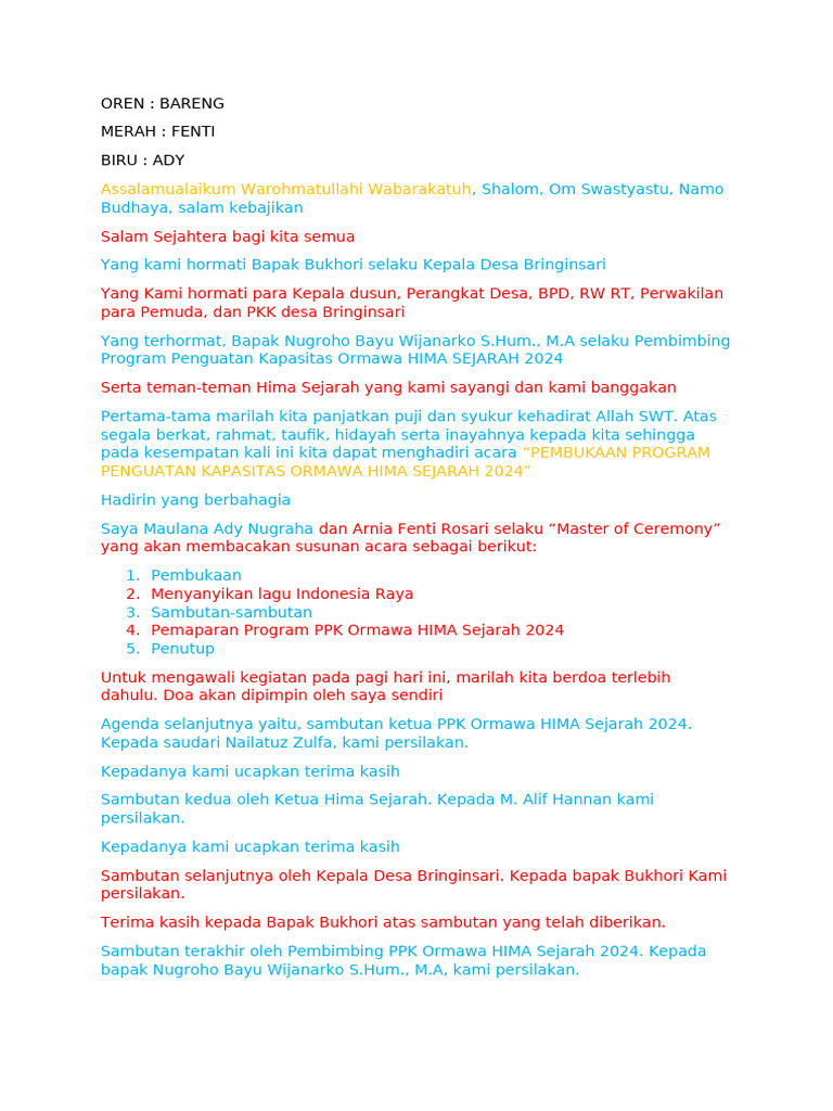 Teks MC Pembukaan | PDF