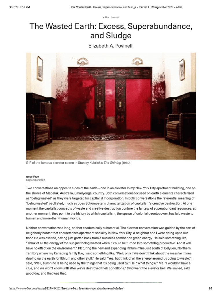 Povinelli-The Wasted Earth - Excess, Superabundance, and Sludge ...