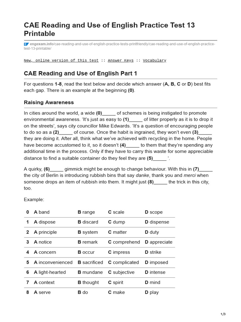 CAE Reading & Use of English Test 13 | PDF | Spider | Psychology