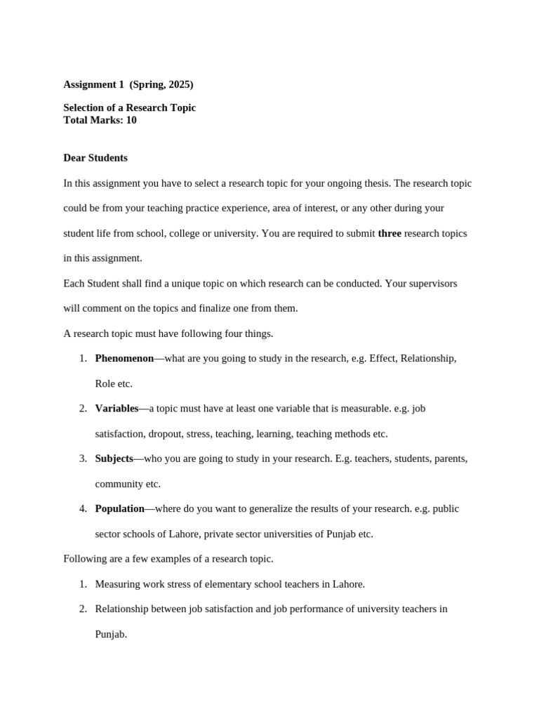 Selecting Unique Research Topics | PDF