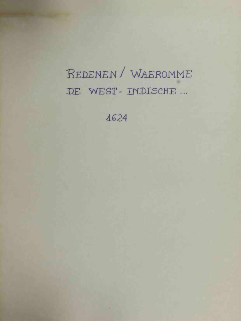 Jan Andries Moerbeeck - Redenen Waeromme de West-Indische... | PDF