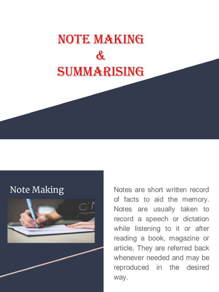 Note Making & Summarising-1 | PDF