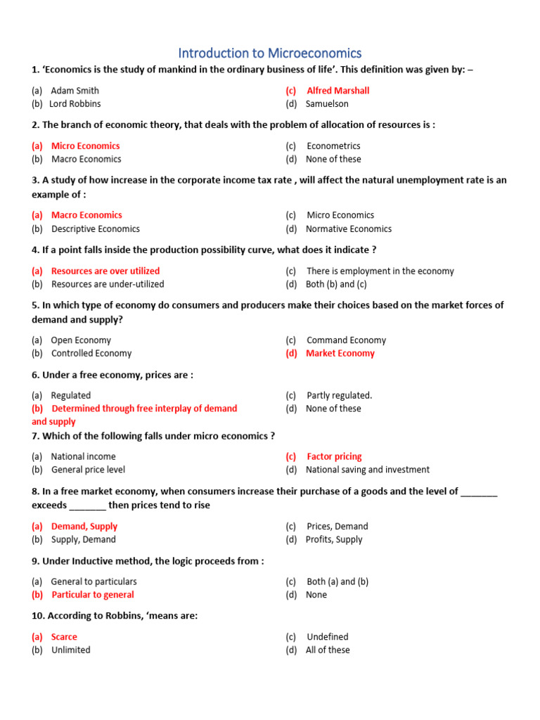150 MCQs of Microeconomics | PDF | Demand | Elasticity (Economics)