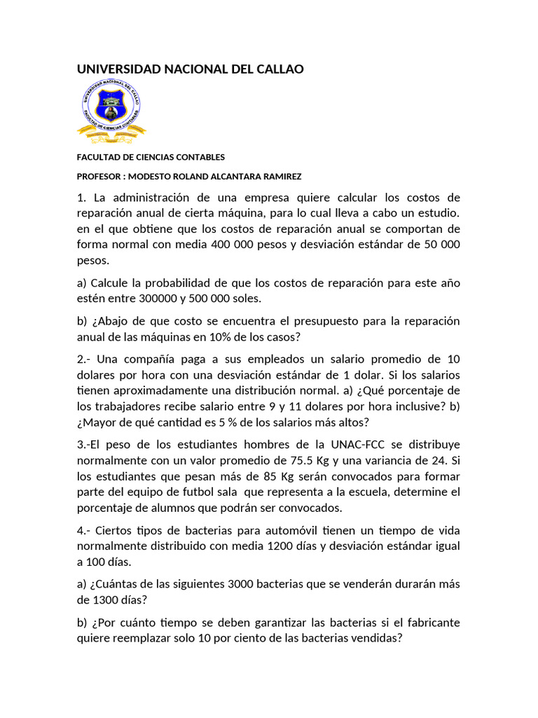 TAREA ACADEMICA DE DISTRIBUCIONES-BINOMIAL -POISSON Y NORMAL (1) | PDF | Desviación Estándar ...