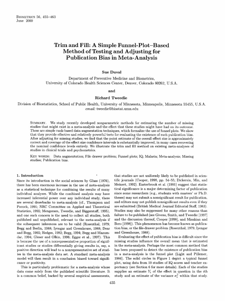 Duval & Tweedie_2000_Trim & Fill | PDF | Meta Analysis | Estimator