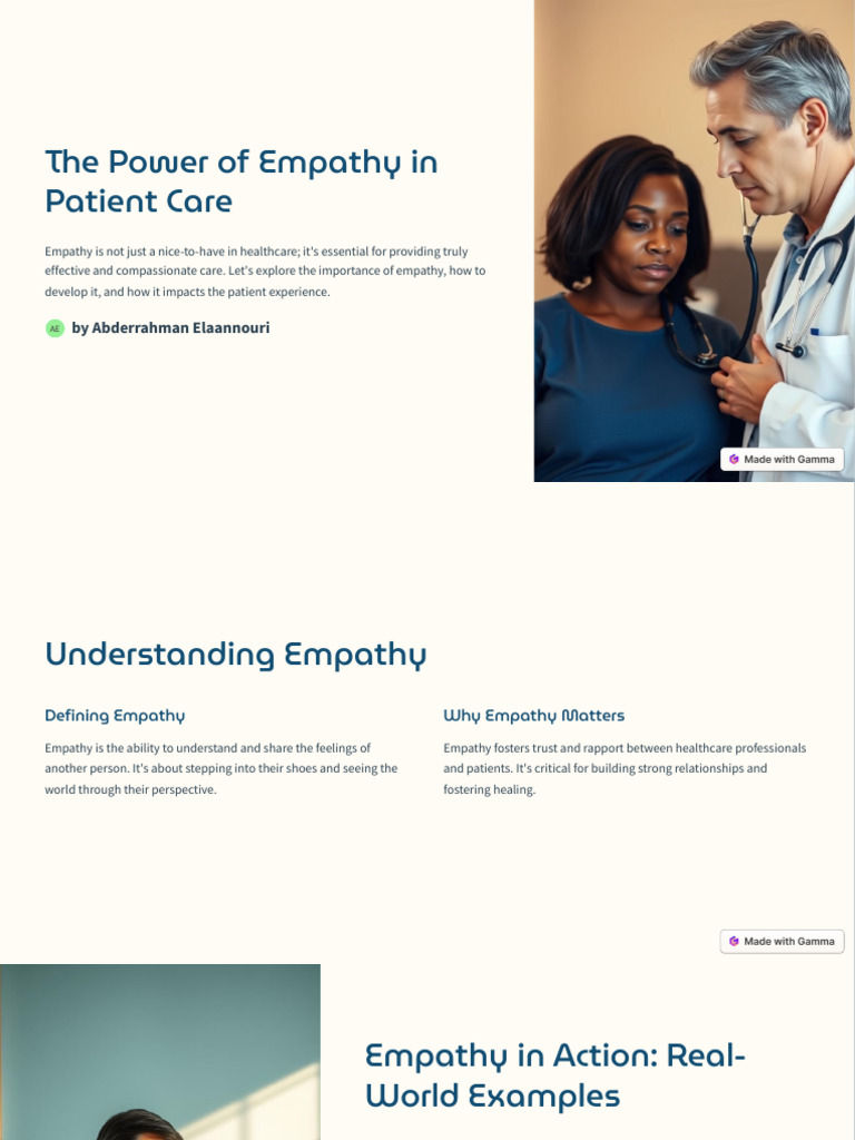 Empathy's Role in Patient Care | PDF | Empathy | Nonverbal Communication
