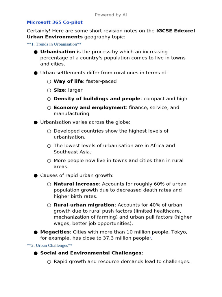 Urban Environments Notes | PDF