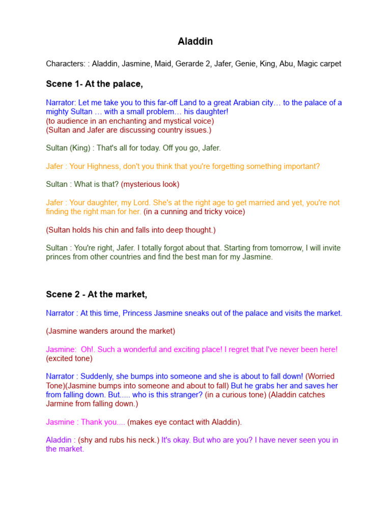 Scene 1 at The Palace,: Aladdin | PDF