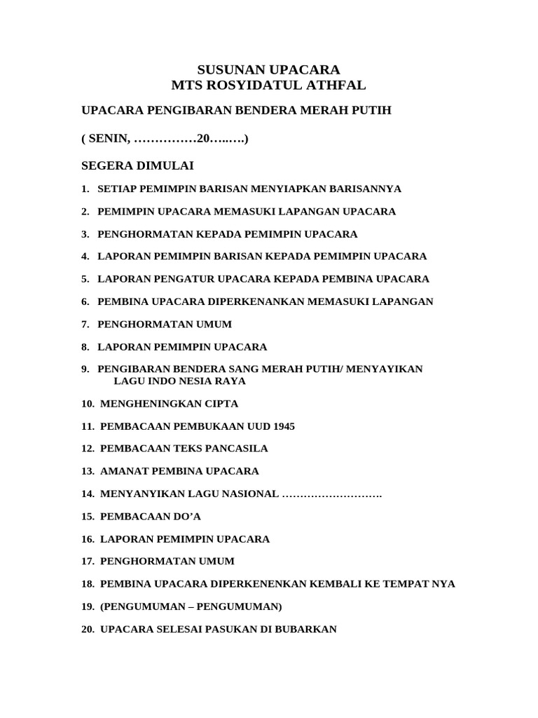 Susunan Upacra | PDF
