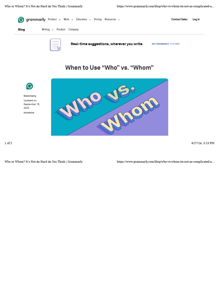 Who vs. Whom: Simple Guide | PDF