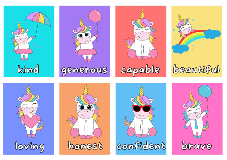 Unicorns Positive Affirmations Flashcards | PDF