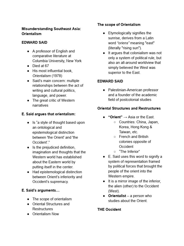 Misunderstanding Southeast Asia - Orientalism | PDF | Orientalism (Book ...
