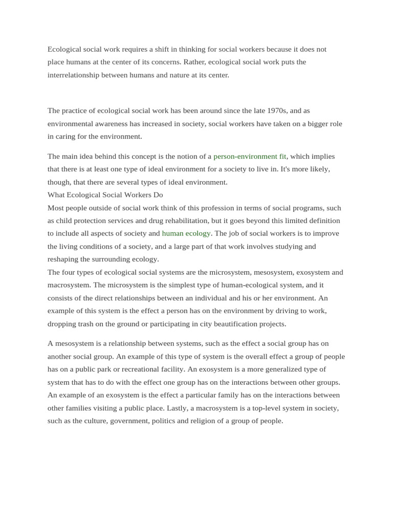 7-Social Work and Ecological Approaches-02!01!2025 | PDF