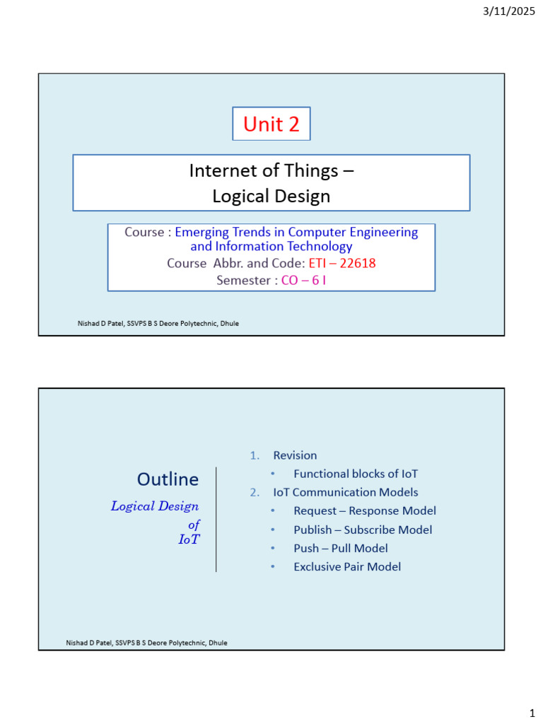 IoT Logical Design and Communication Models | PDF | Internet Of Things | Server (Computing)