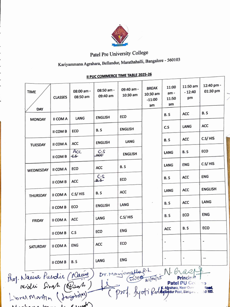 II PUC Science Timetable 2025-26 | PDF | Higher Education ...