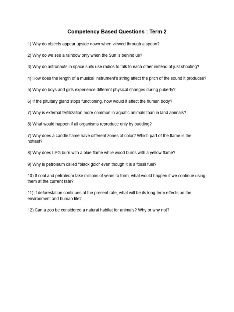 Petency Based Questions - VIII - Term 2 | PDF