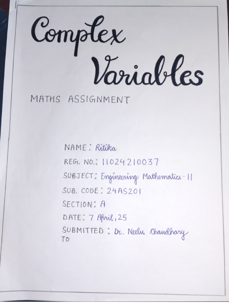 Complex Variables Assignment | PDF