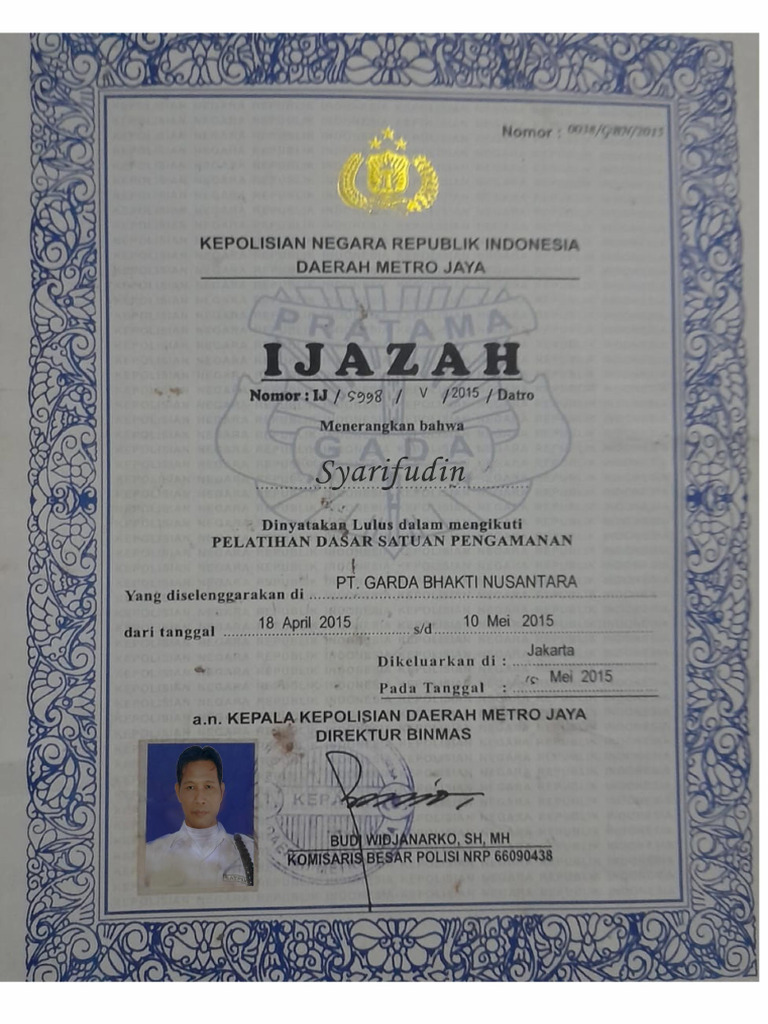 Ijazah Security Syarifudin | PDF