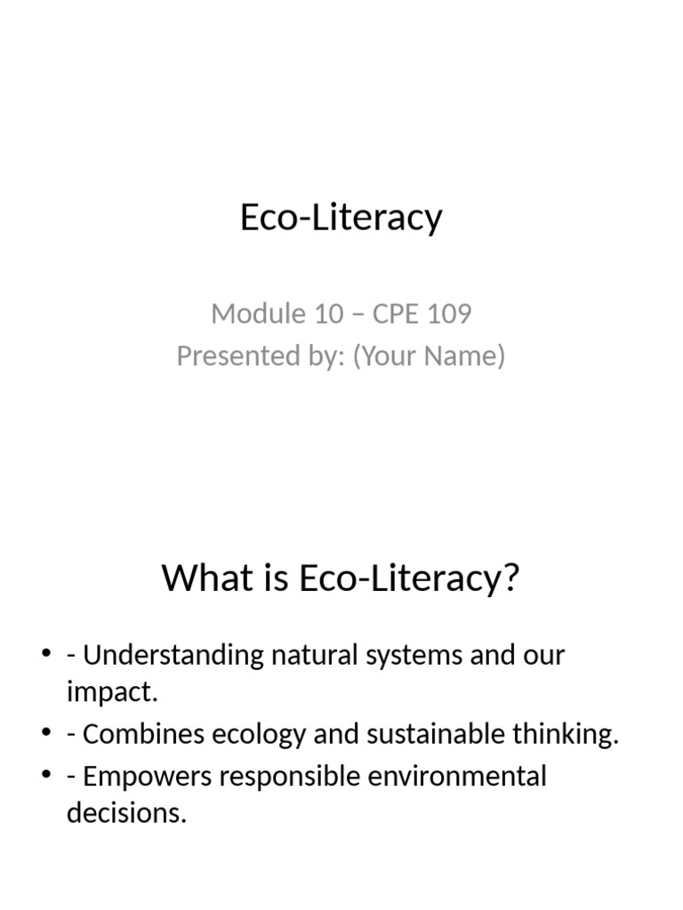 Module10 Eco Literacy CPE109 | PDF