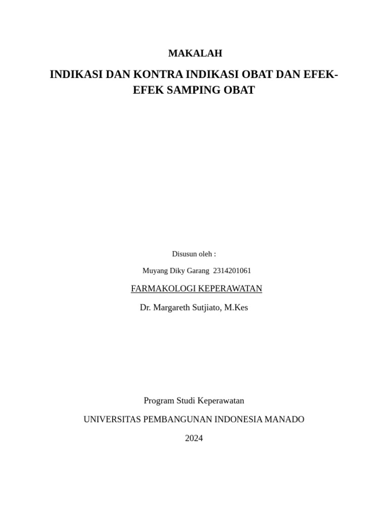 Indikasi, Kontraindikasi, dan Efek Samping Obat | PDF