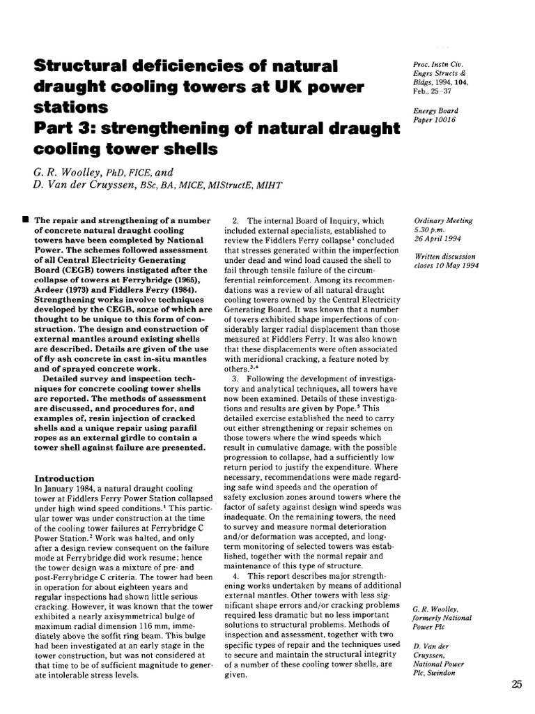 Structural Deficiencies of Natural Draught Cooling Towers at UK Power ...