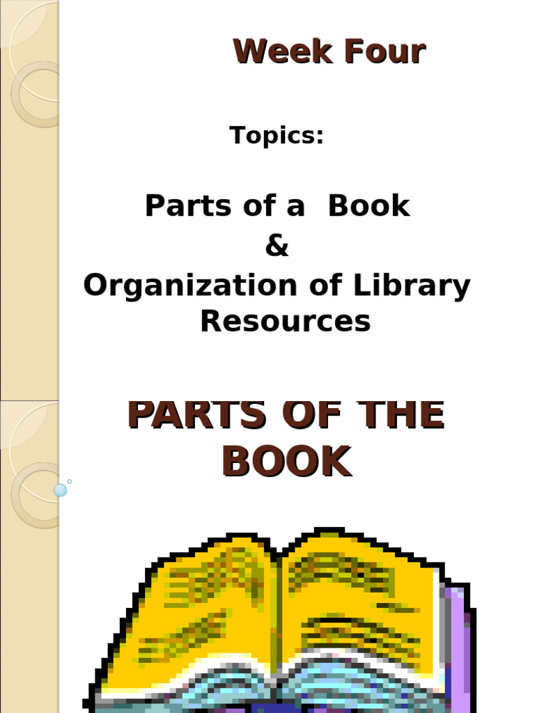 Week 4 Parts of Book Current | PDF | Books | Book Design