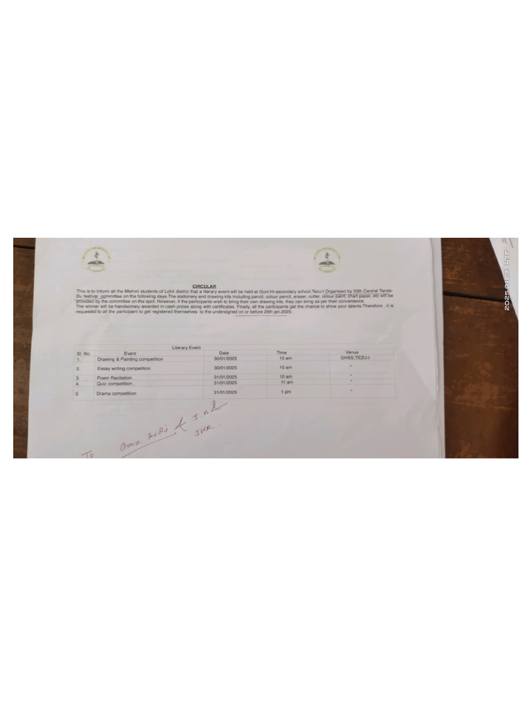 Circular For Mishmi Students. | PDF