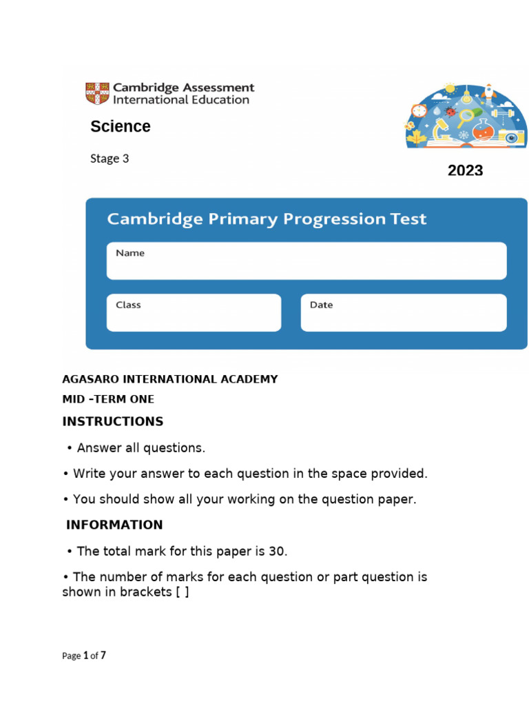 Science Mid-Term Exam Instructions | PDF