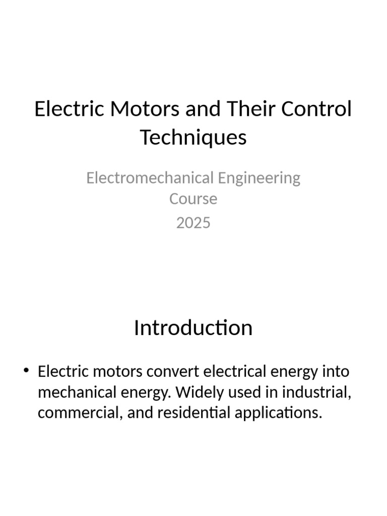 Electric Motors: Types & Control Techniques | PDF