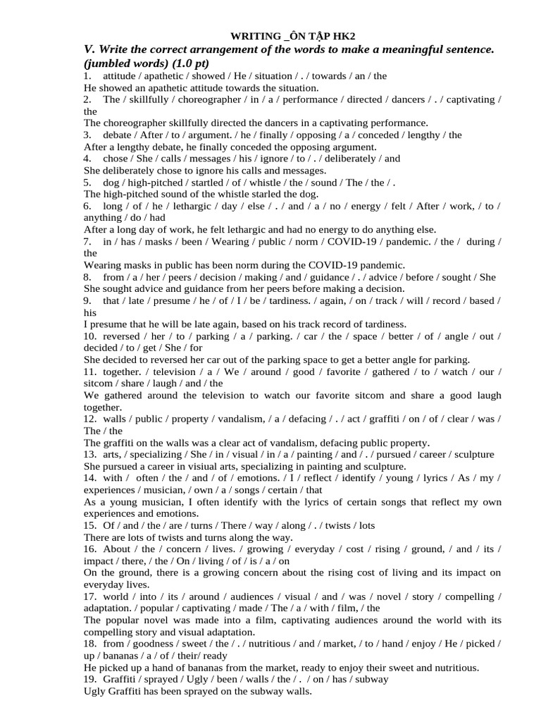 Writing11 - HK2 - Jumbled - HS | PDF | Vandalism