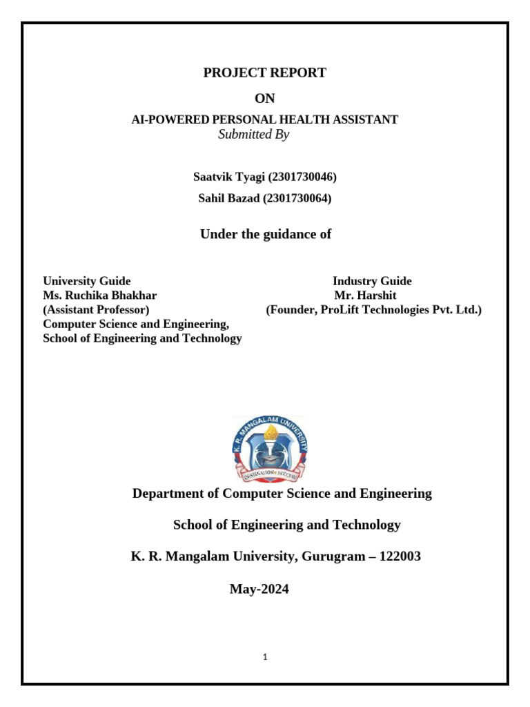 PROJECT REPORT AI-driven Healthcare System | PDF | Usability | Artificial Intelligence