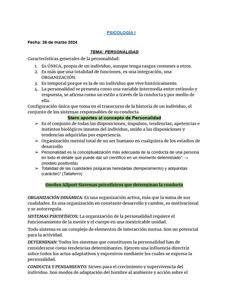 Características de la Personalidad Humana | PDF | Mente inconsciente ...