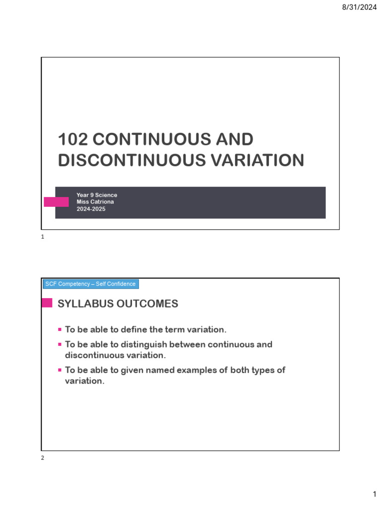 103 Discontinuous and Continuous Variation | PDF | Experiment | Chart